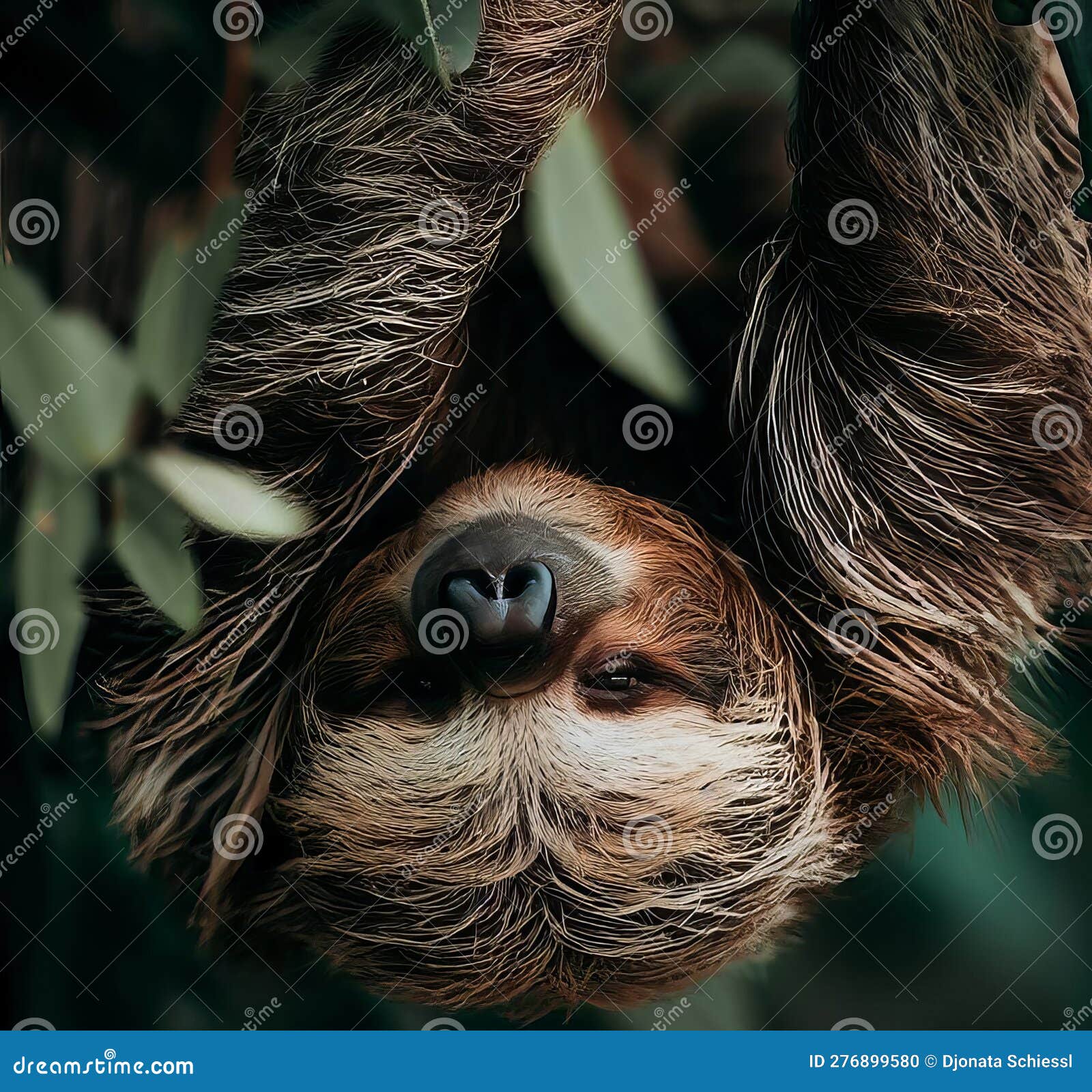 Adorable upside-down sloth stock illustration. Illustration of nose ...