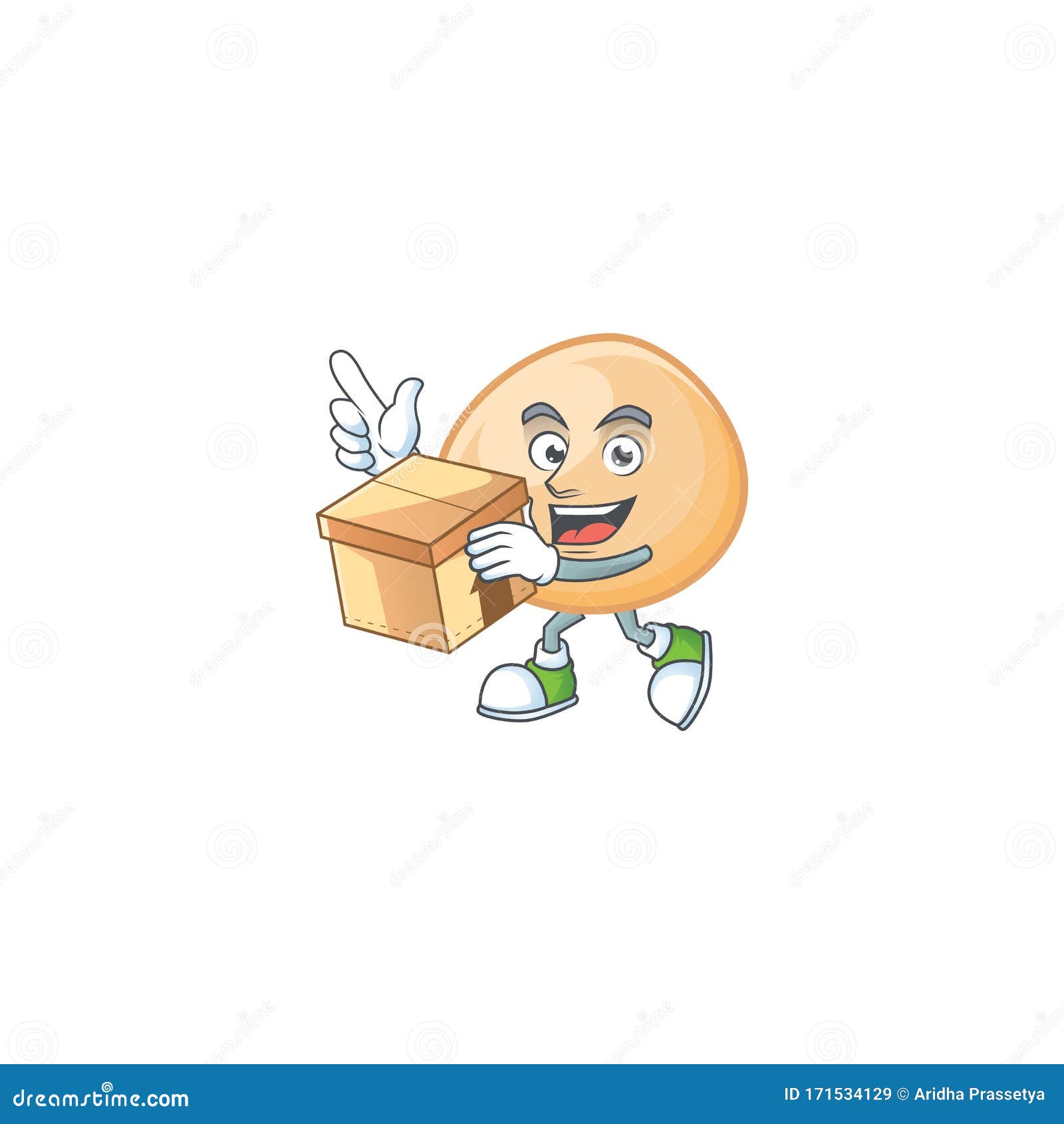 Cute Brown Hoppang Cartoon Character Having a Box Stock Vector ...