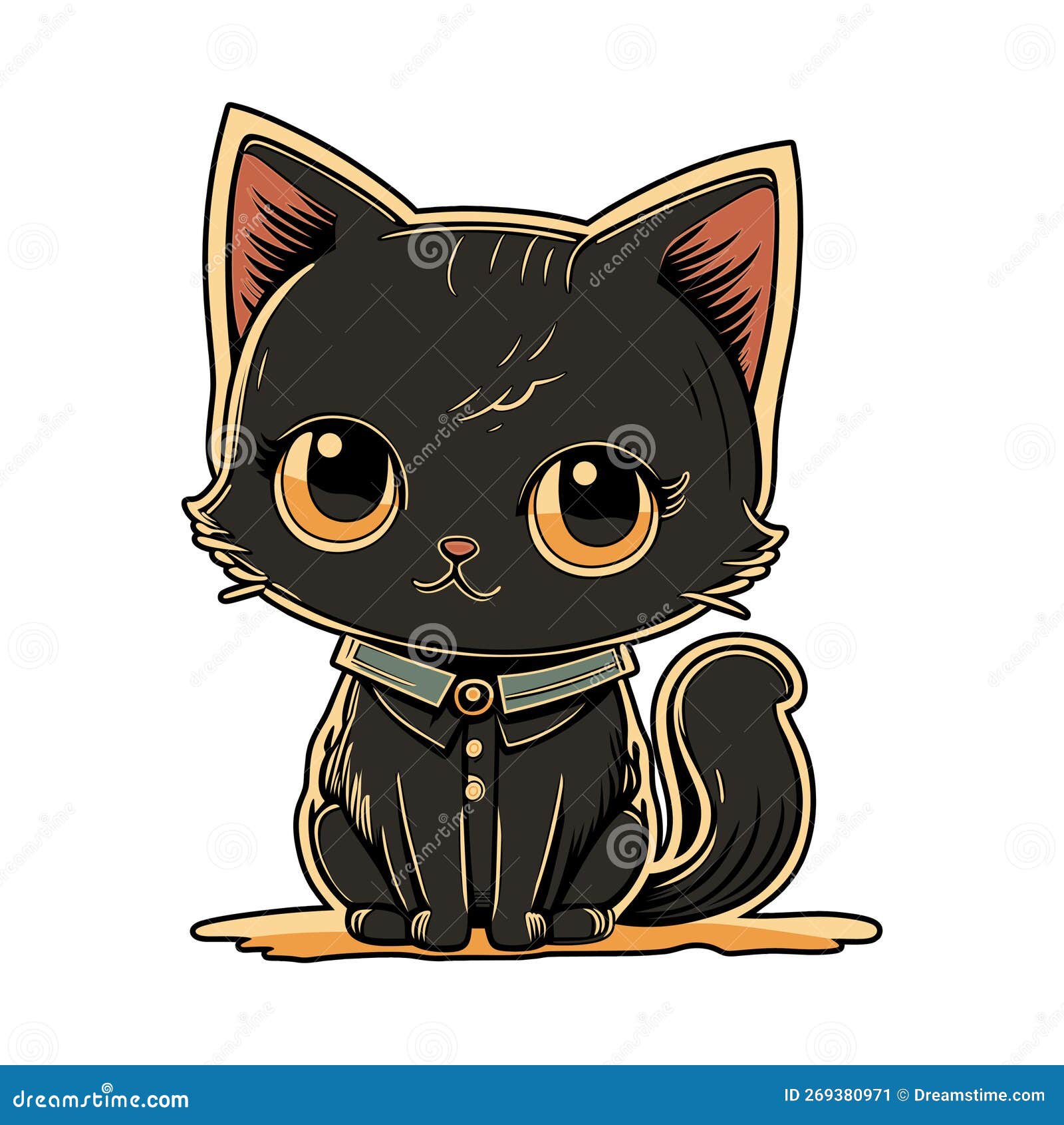 Cute Brown Kitten Cat Vector Stock Vector - Illustration of white ...