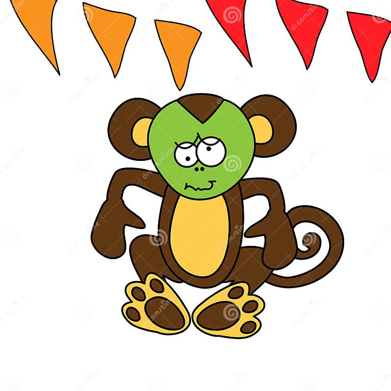 Cute Brown Monkey Has a Stomach Ache Stock Vector - Illustration of ...