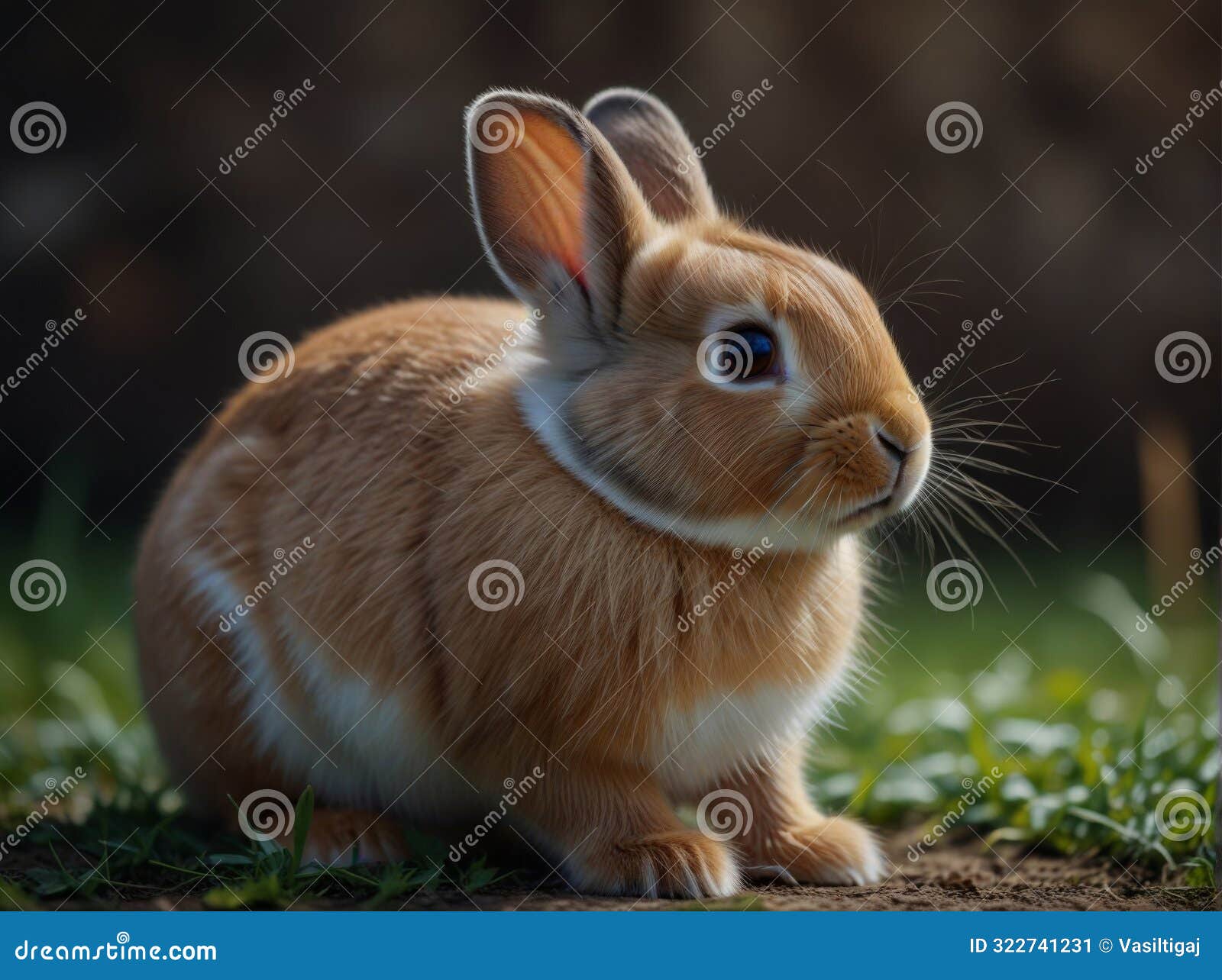 Cute Brown Rabbit on Grass stock illustration. Illustration of looking ...