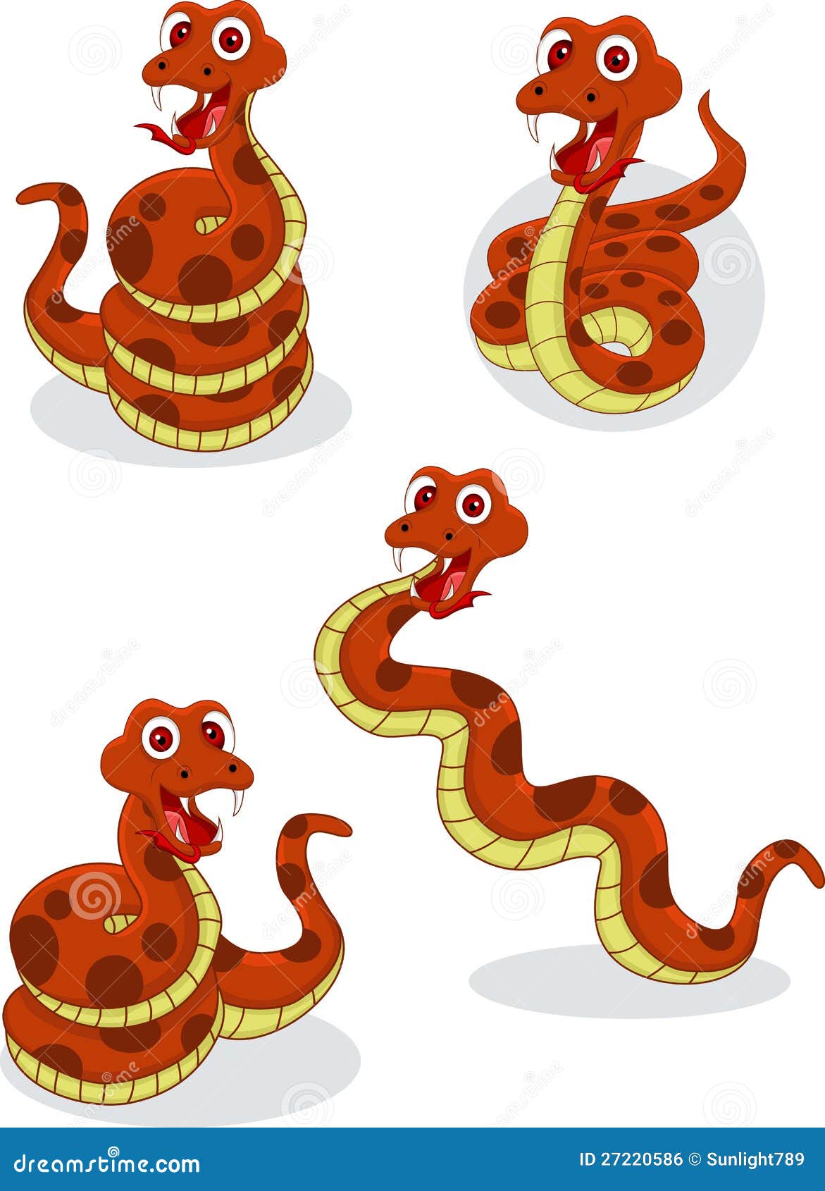 Cute Brown Snake Collection Stock Illustration - Illustration of comic ...