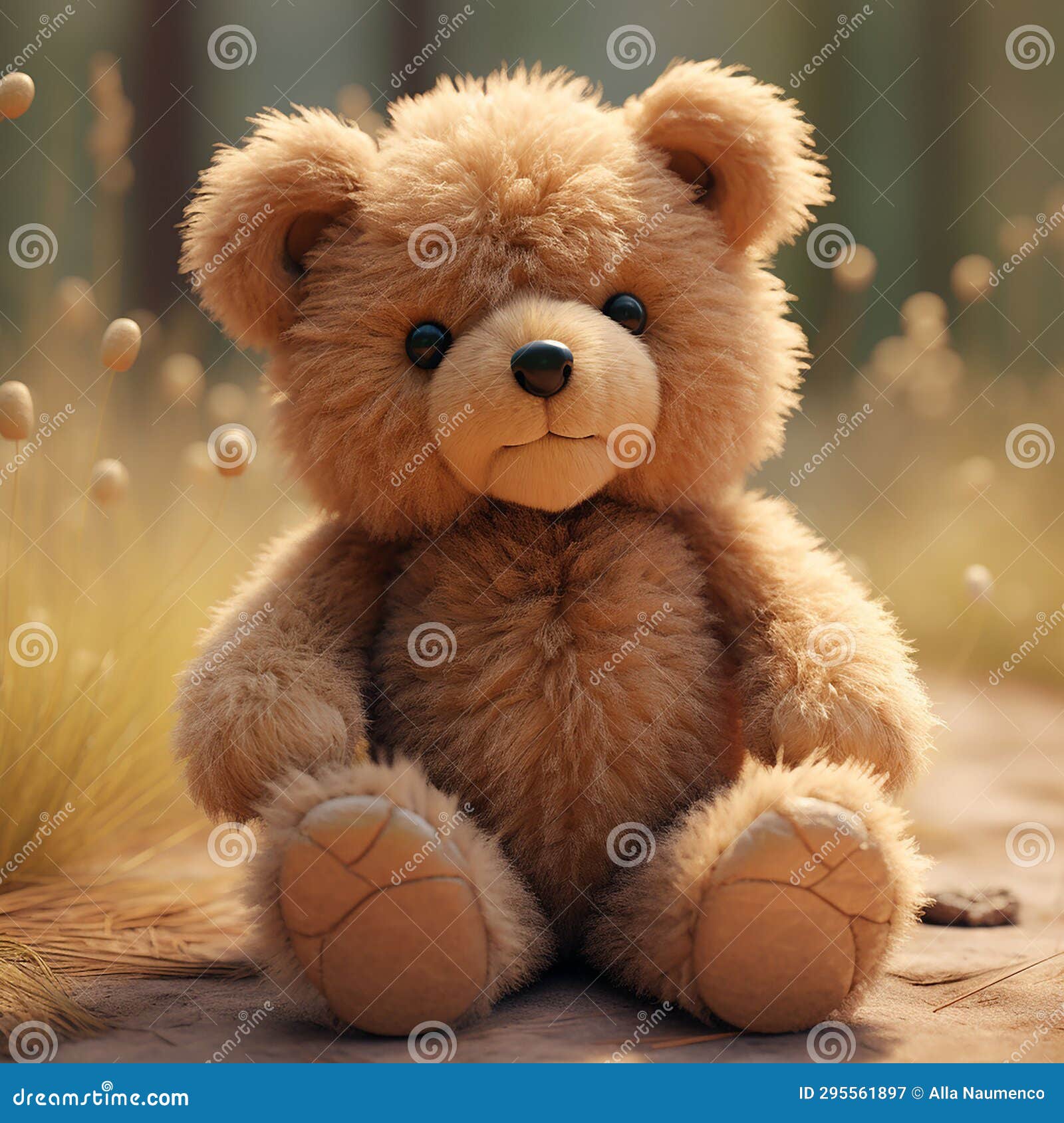 Cute Brown Teddy Bear in Autumn Garden Stock Illustration ...