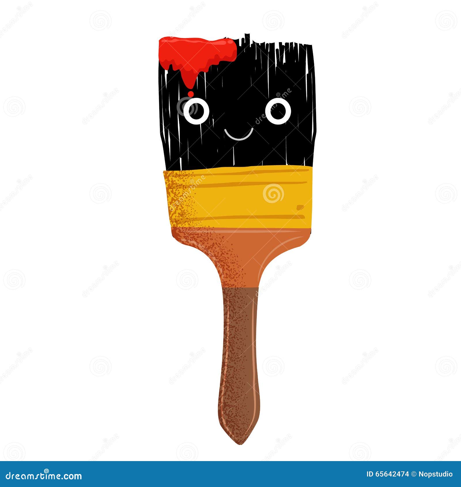 Cute Brush Mascot with Red Ink Stock Vector - Illustration of vector ...