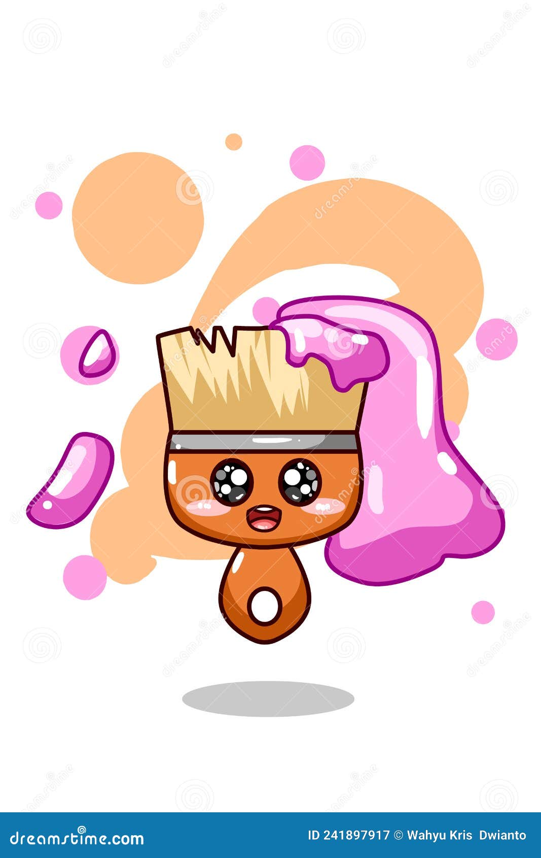A Cute Brush with Pink Paint Vector Illustration Stock Vector ...