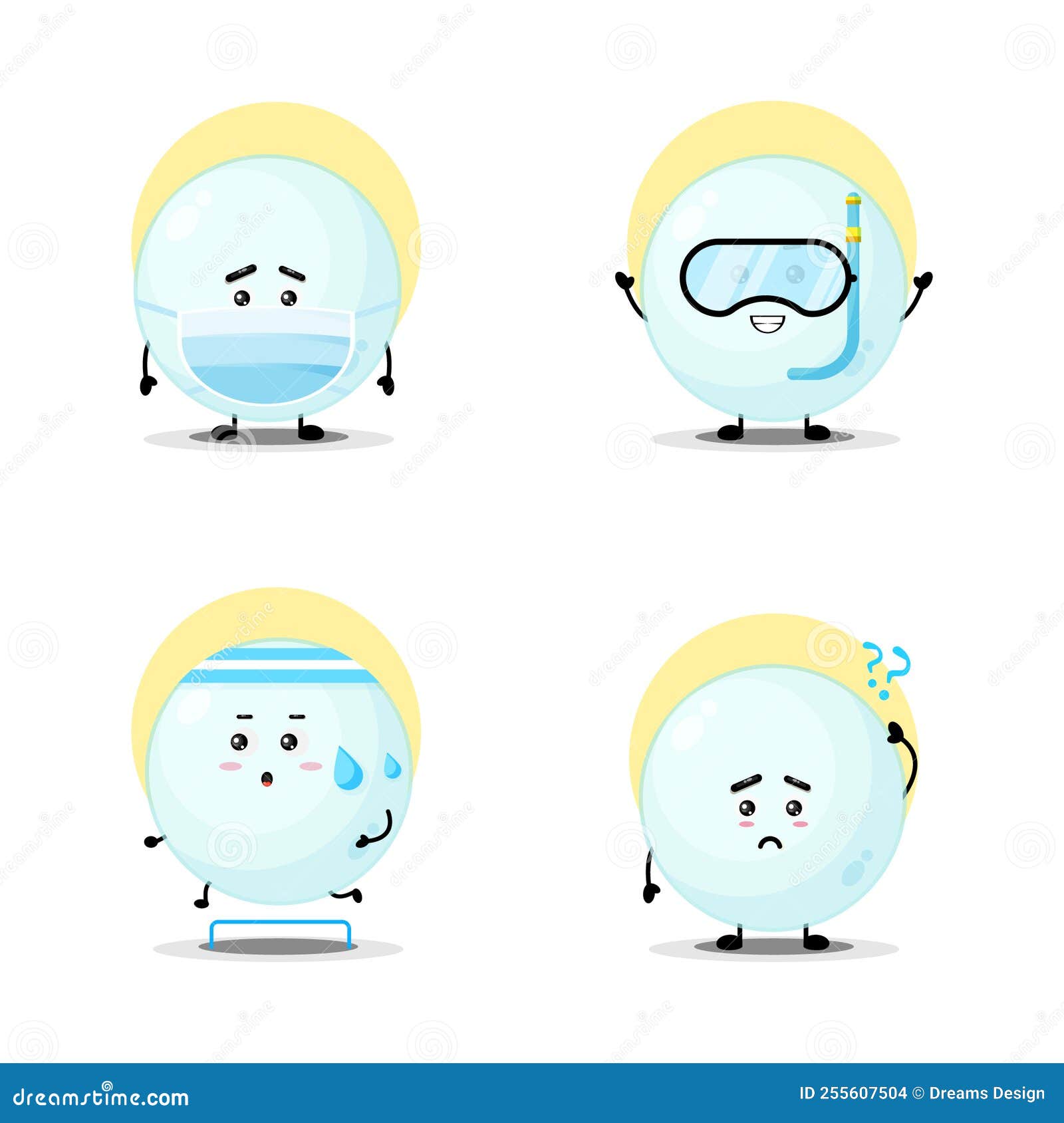 Cute Bubble Character Set Collection Stock Vector - Illustration of ...