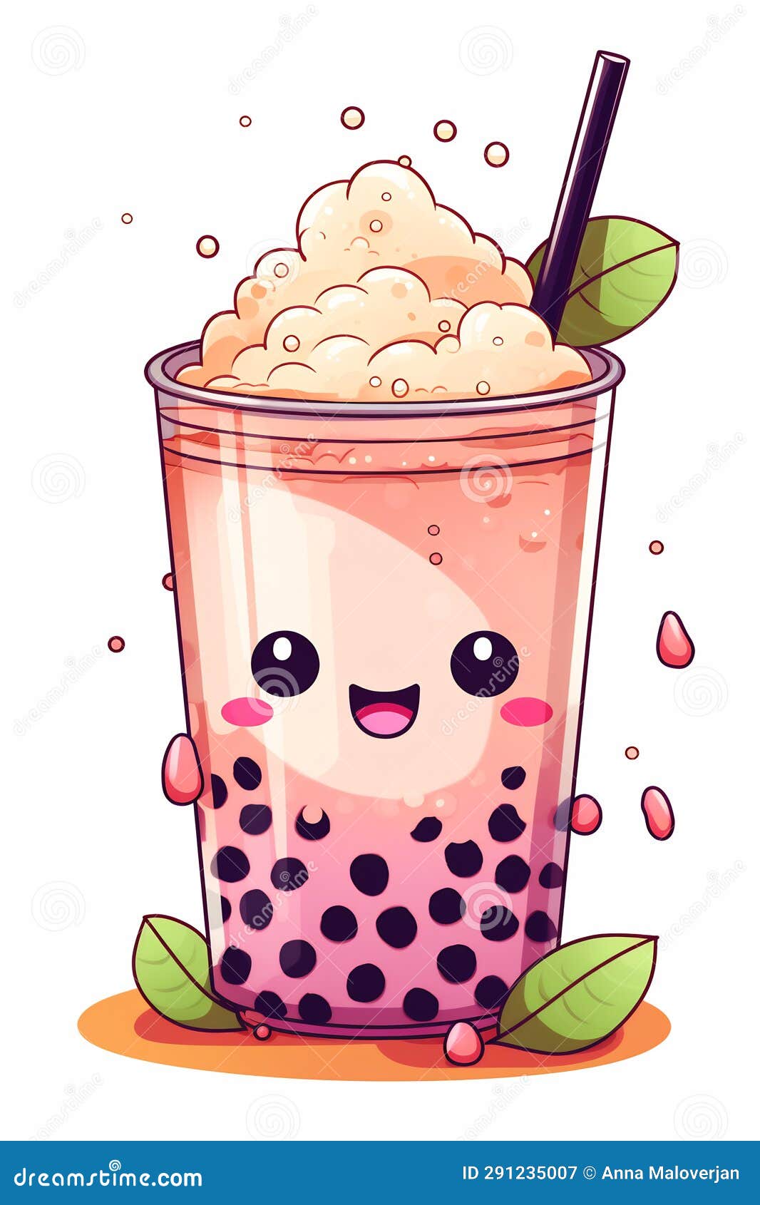 Cute Bubble Milk Ice Tea in Plastic Containers Stock Image - Image of ...