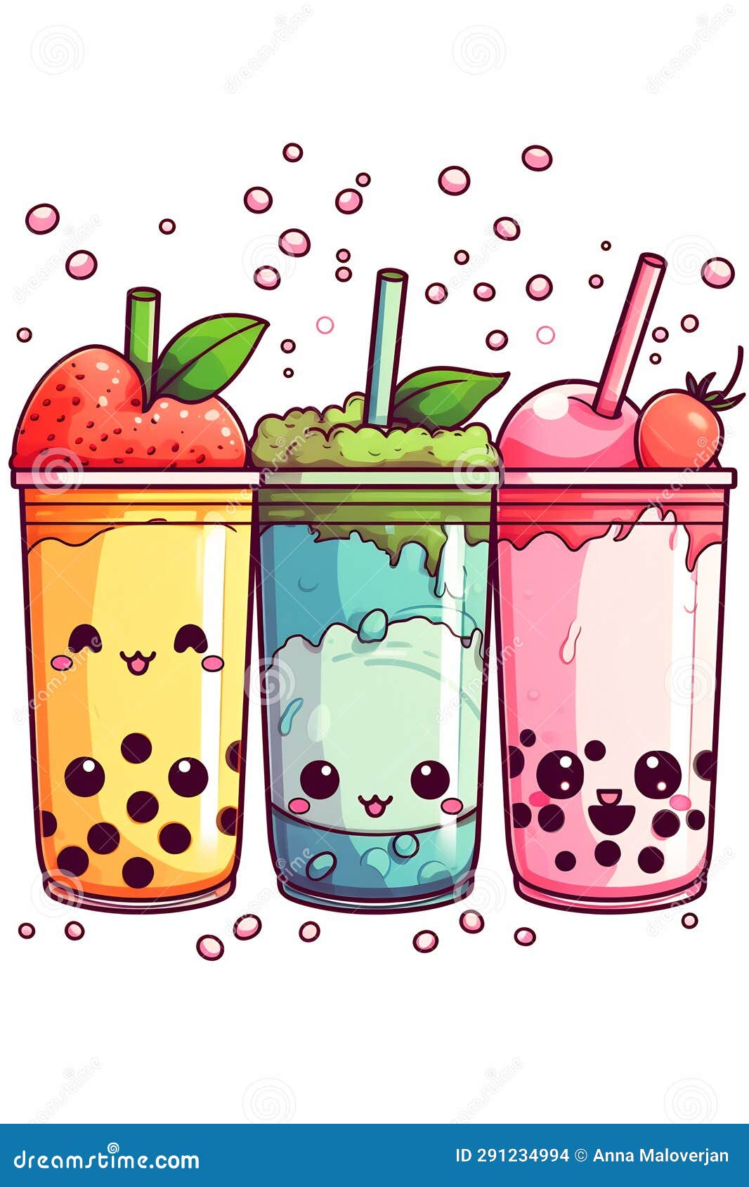 Cute Bubble Milk Ice Teas in Plastic Containers Stock Photo - Image of ...