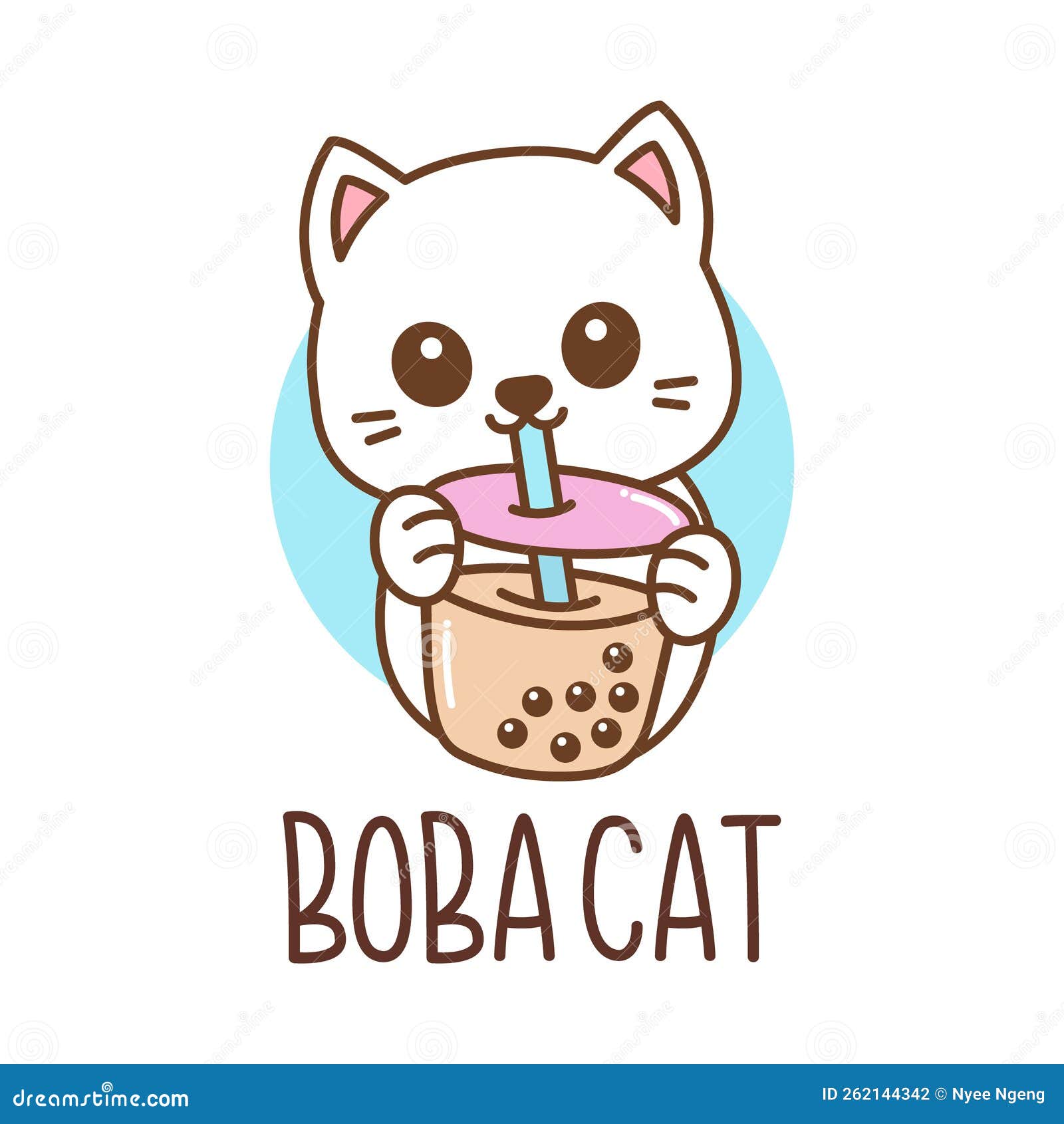 Cute Bubble Tea Cat Logo Illustration Character Stock Vector ...