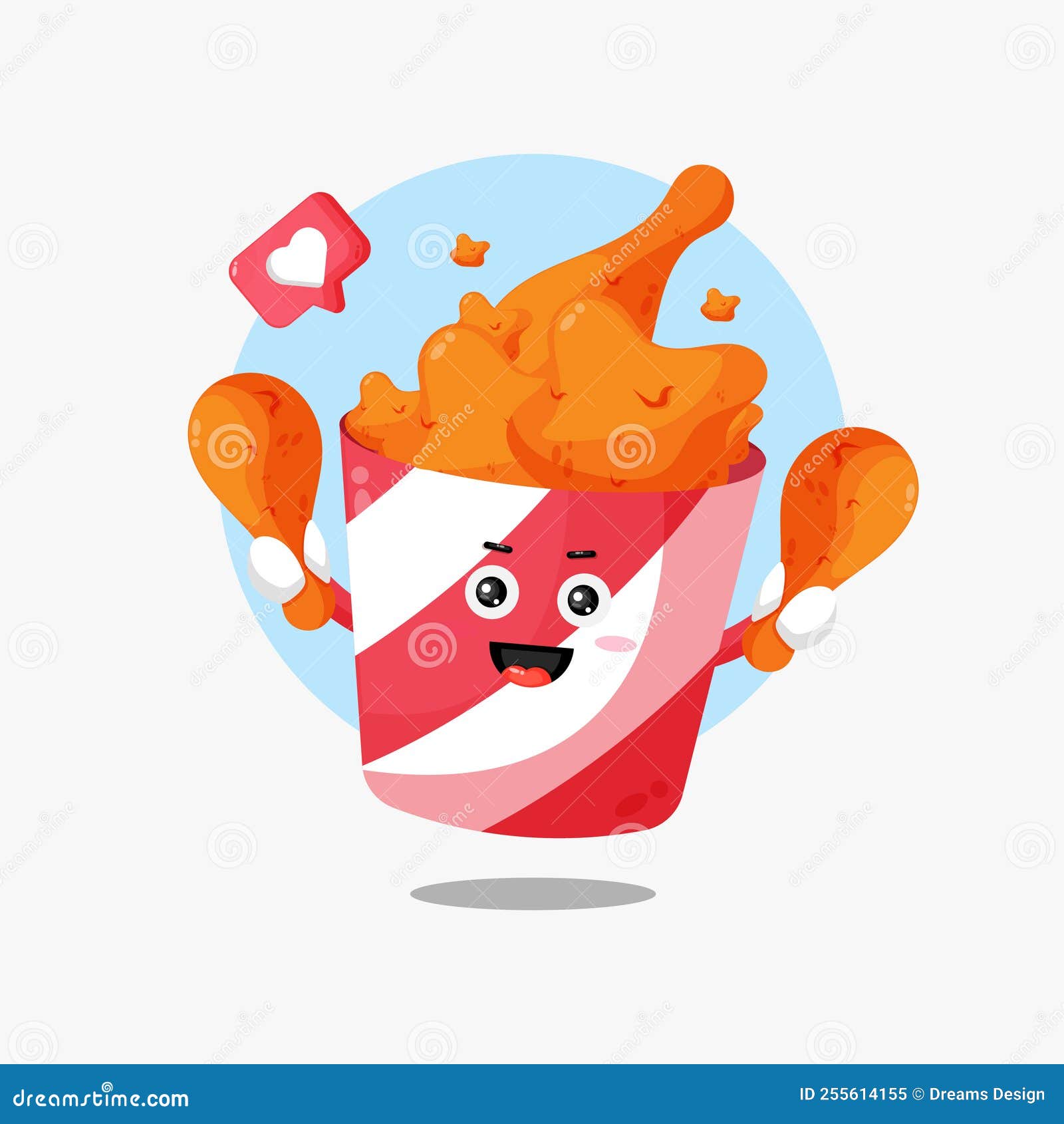 Cute Bucket Fried Chicken Icon Design Stock Vector - Illustration of ...
