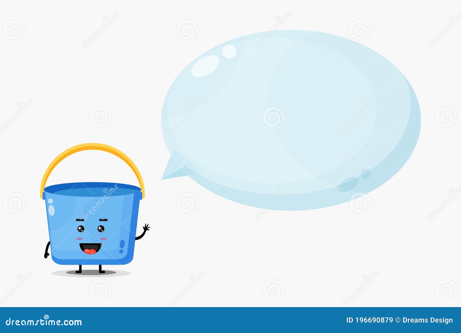 Cute Bucket Mascot with Bubble Speech Stock Vector - Illustration of ...