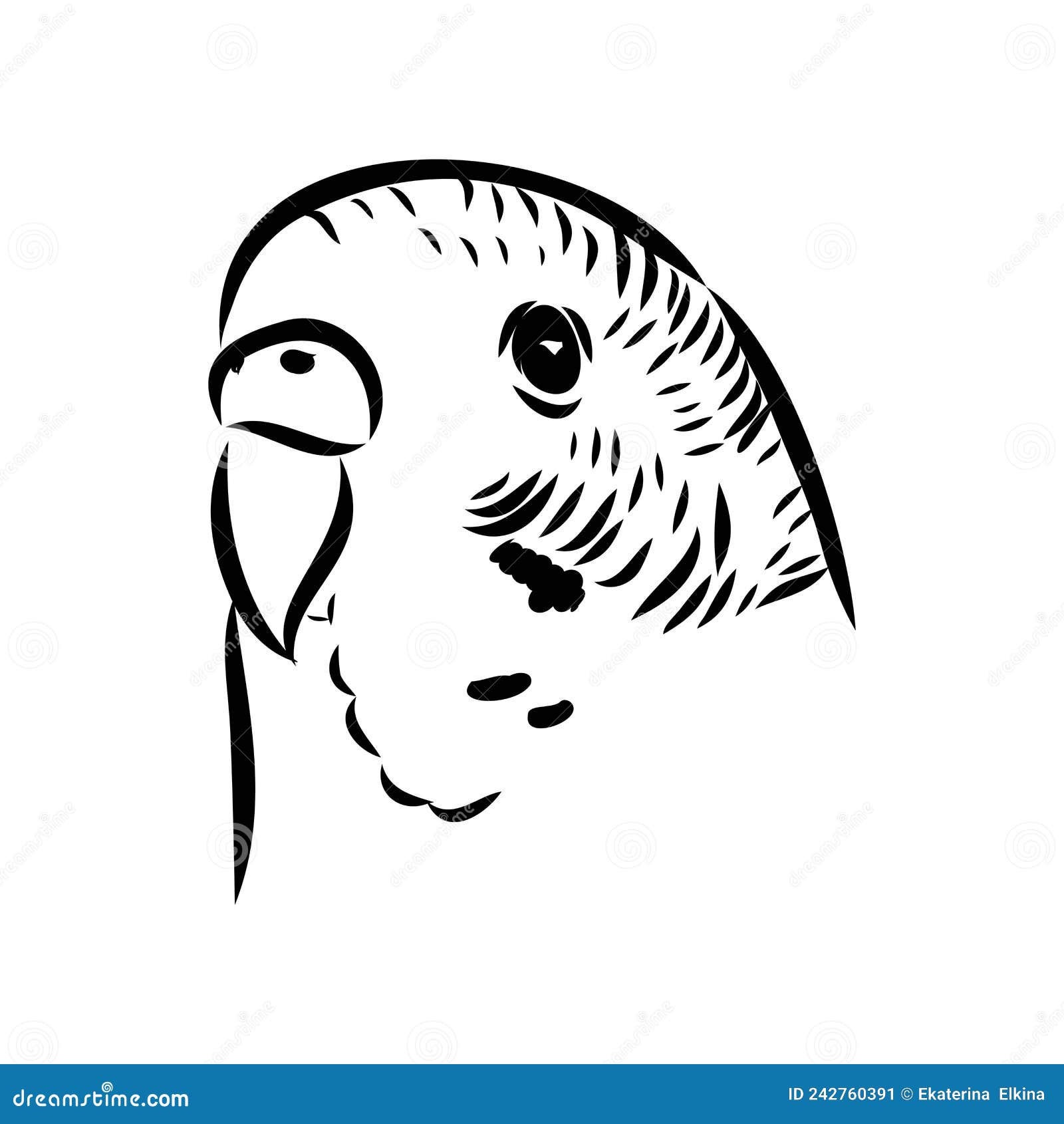 A Cute Budgie Sits on a Perch. Vector Sketch Illustration for Design ...