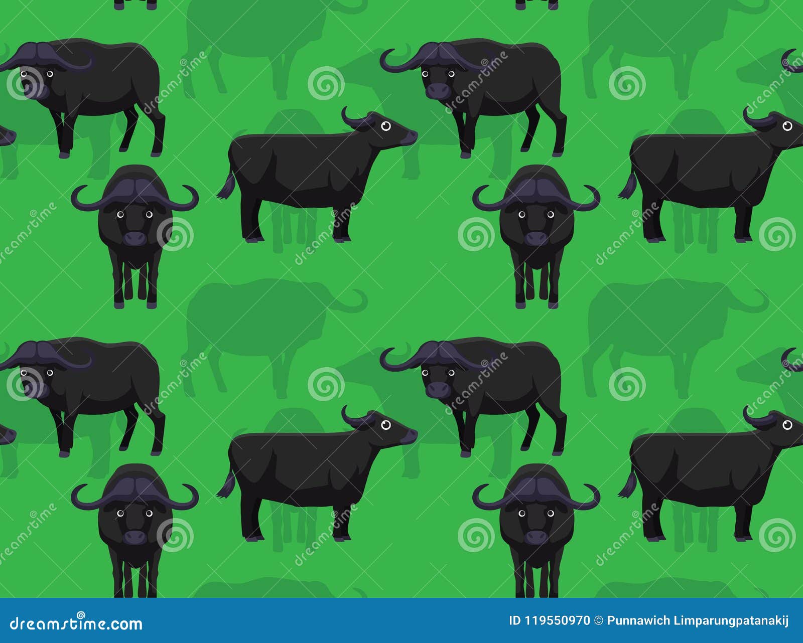 Cute Buffalo Background Seamless Wallpaper Stock Vector - Illustration ...