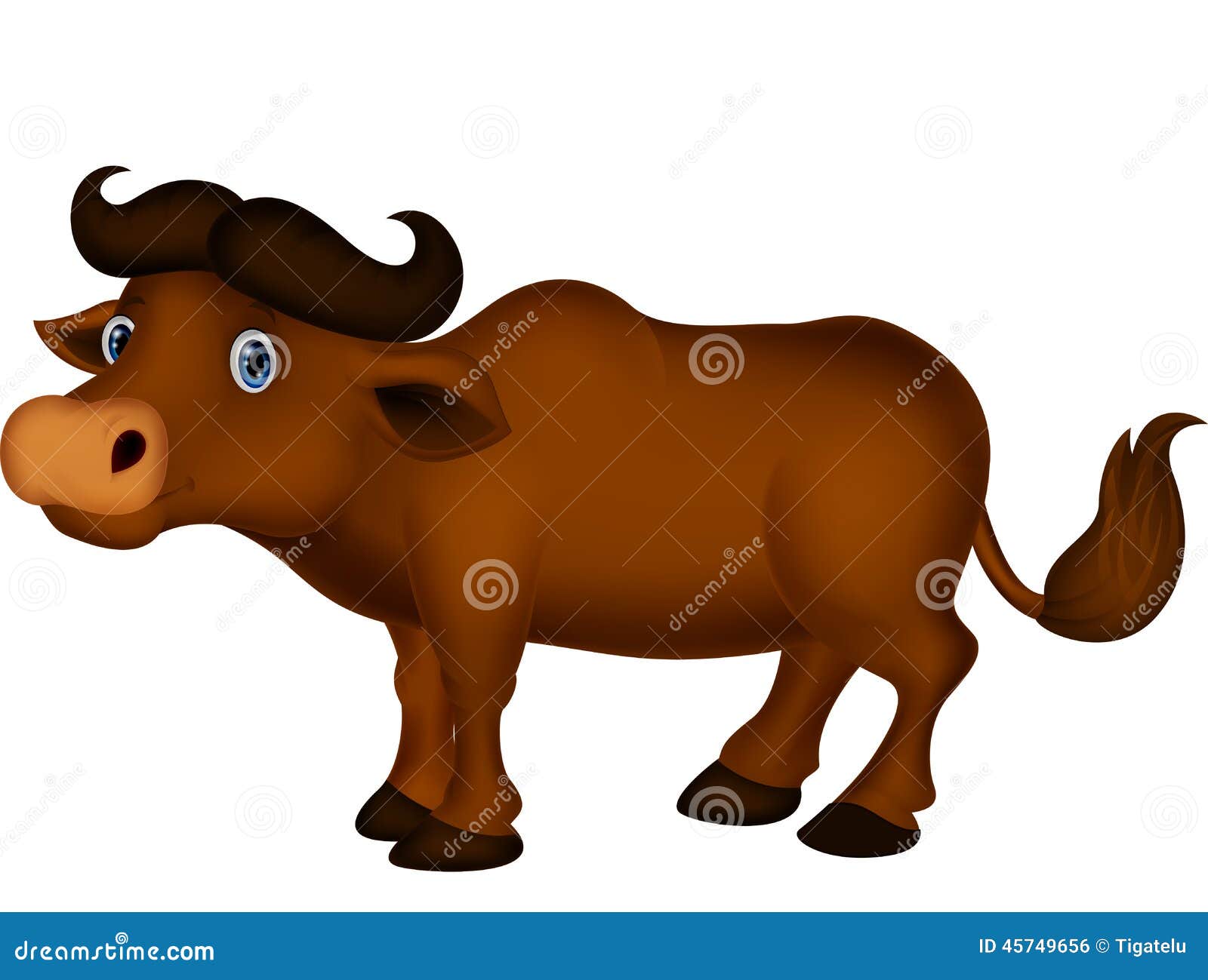 Cute buffalo cartoon stock vector. Illustration of muscle - 45749656