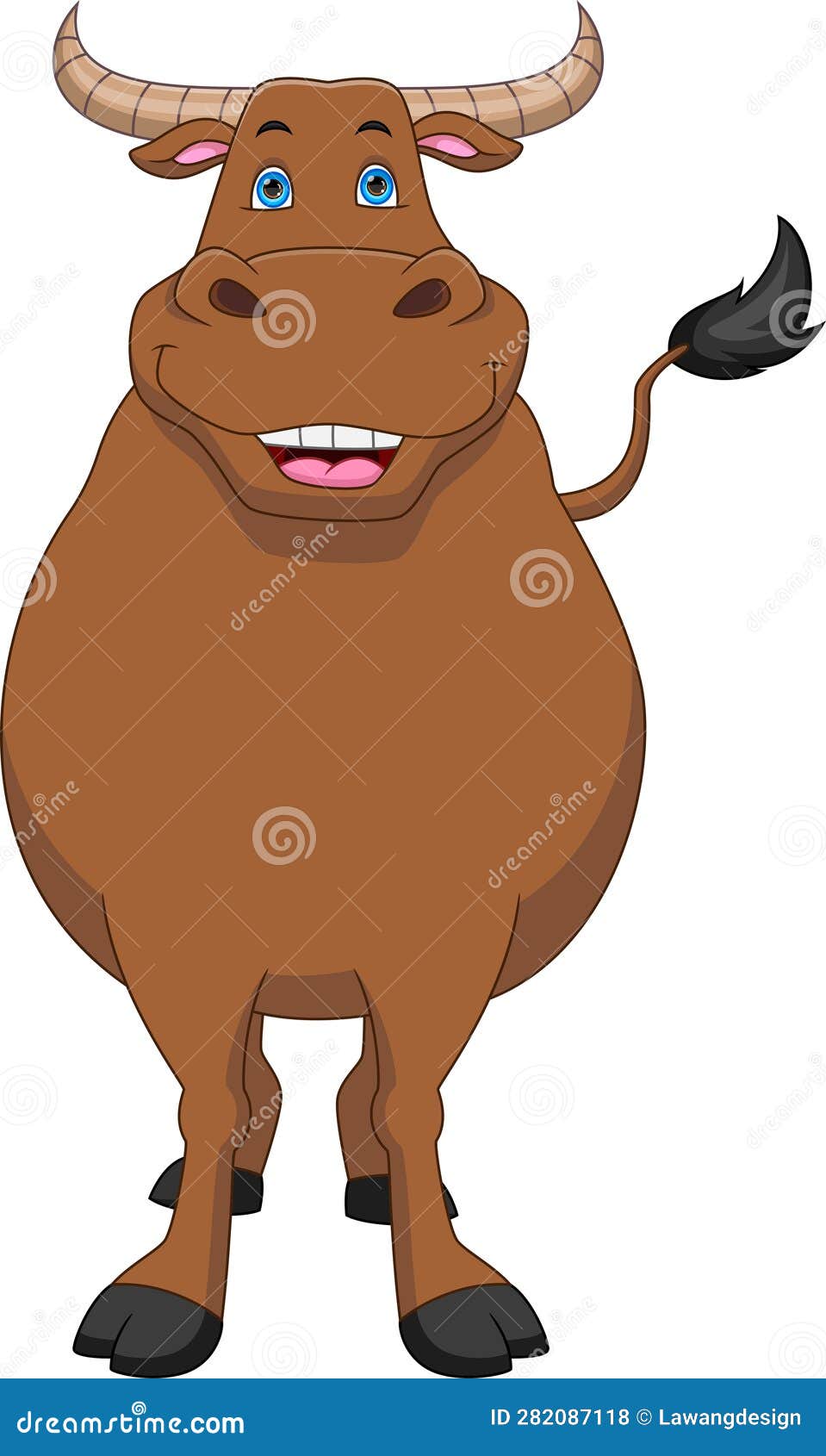 Cute Buffalo Cartoon on White Background Stock Vector - Illustration of ...