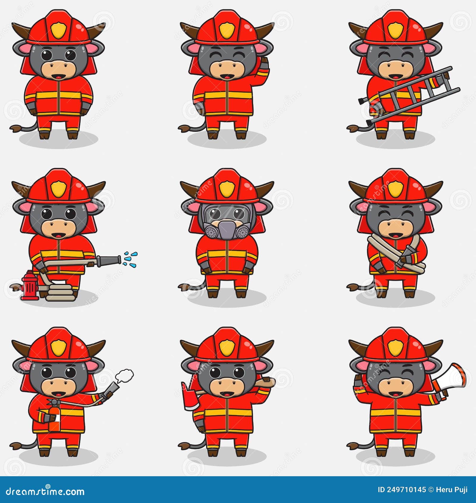 Bull Firefighter Mascot Logo Vector Illustration | CartoonDealer.com ...