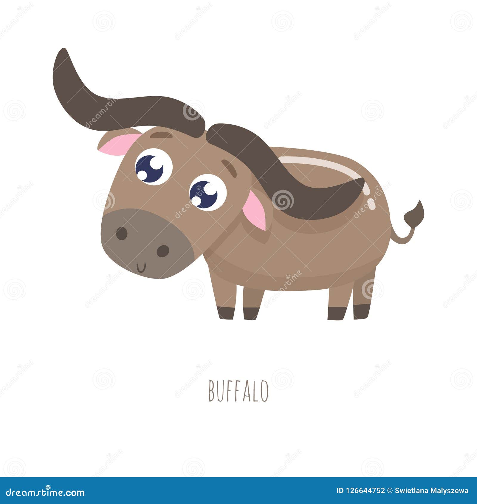 Cute Buffalo Vector Illustration. Stock Illustration - Illustration of ...