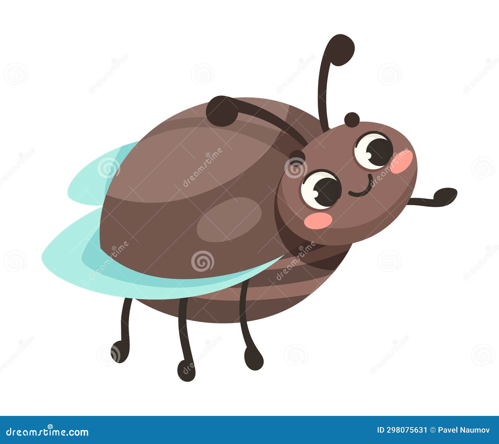 Cute Bug or Beetle with Smiling Face Vector Illustration Stock ...