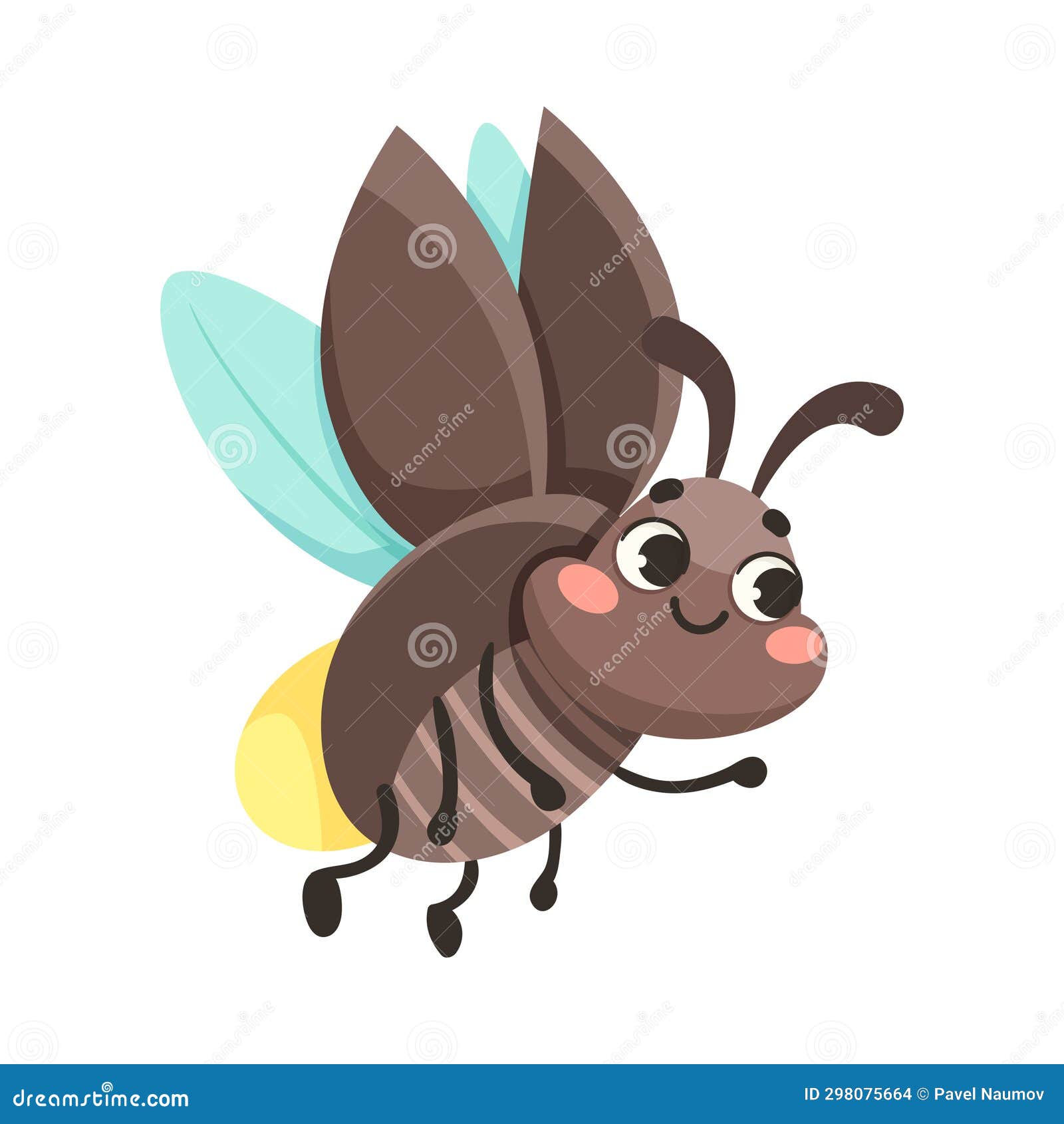 Cute Bug or Beetle with Smiling Face Vector Illustration Stock ...
