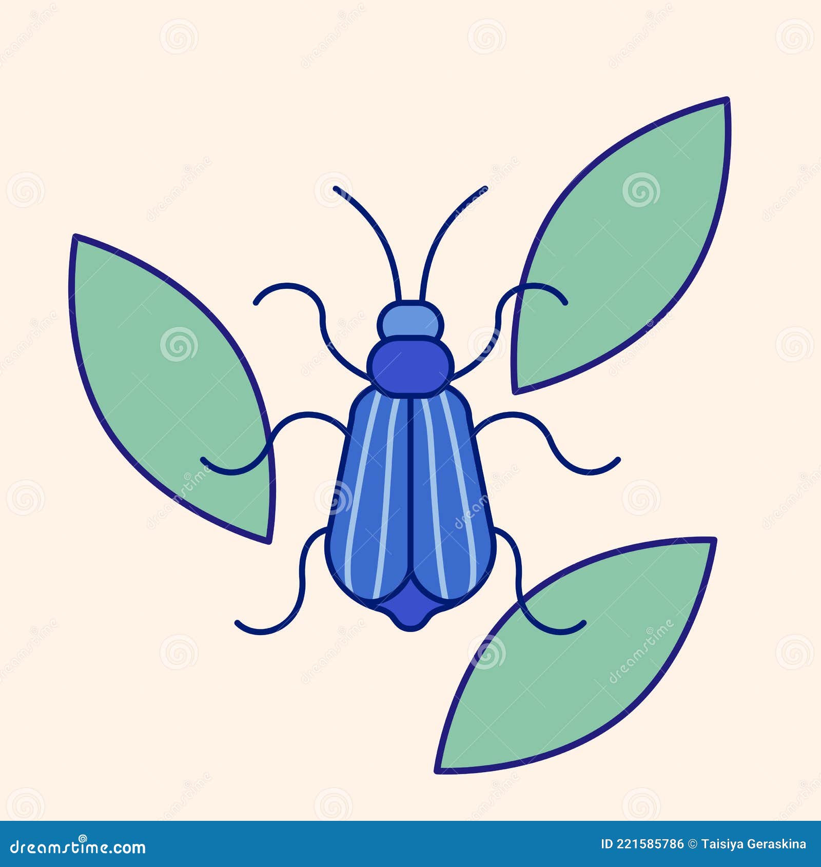 Cute Bug with Leaves. Flat Vector Illustration. Stock Vector ...