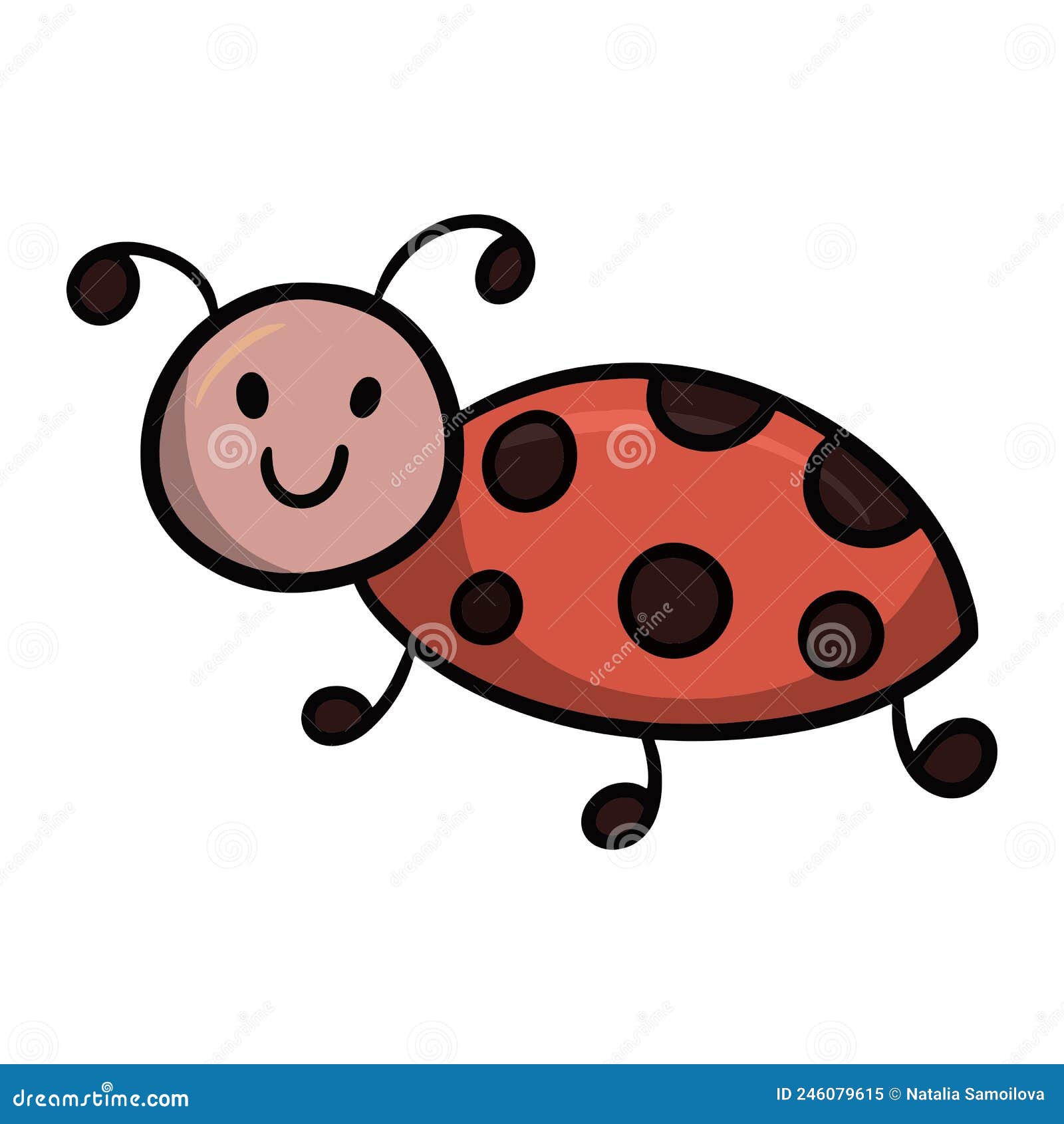 Cute Bug, Red Ladybug, Insect, Cartoon Vector Illustration Stock Vector ...