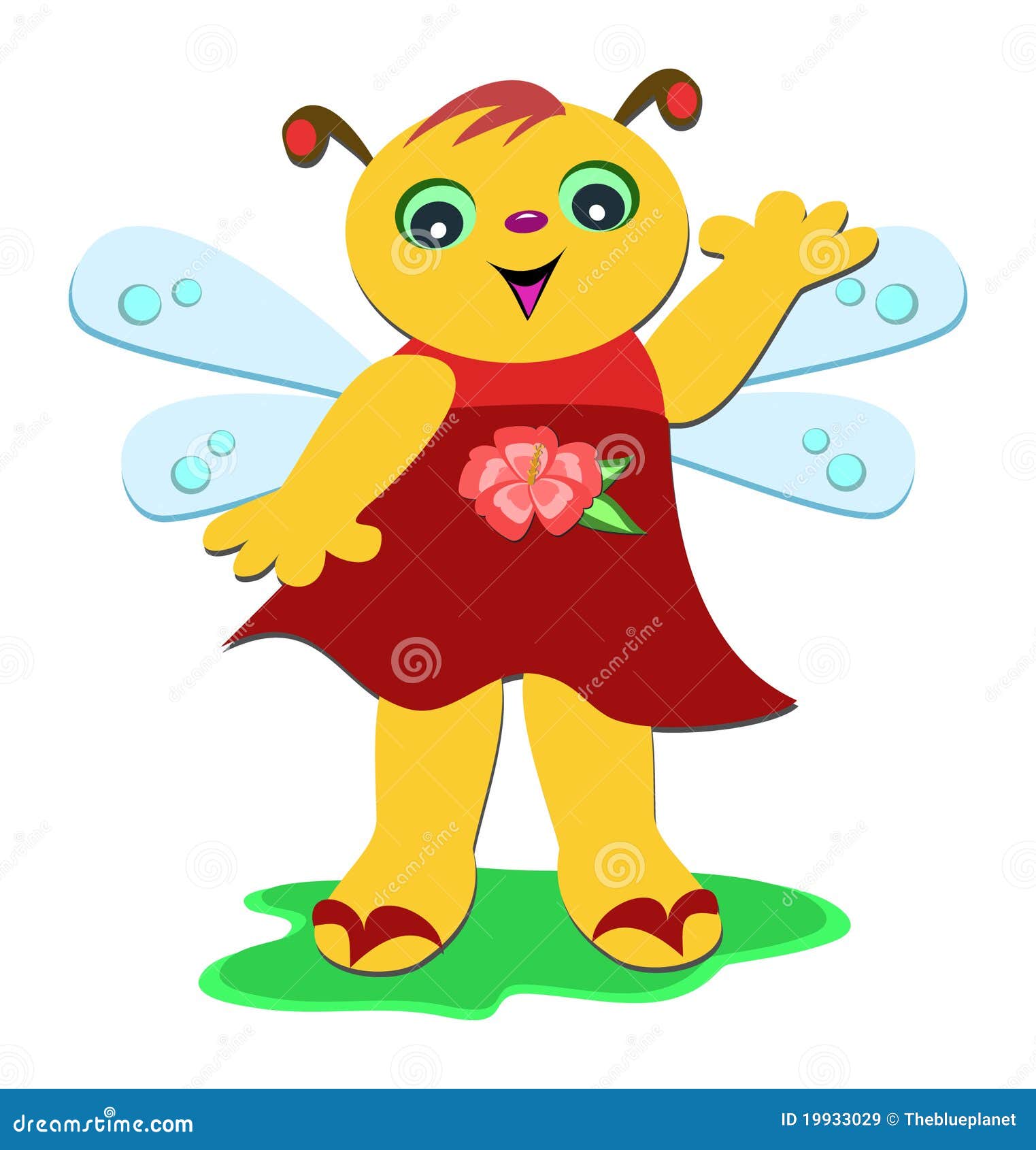 Cute Bug says Hi stock vector. Illustration of leaf, wave - 19933029