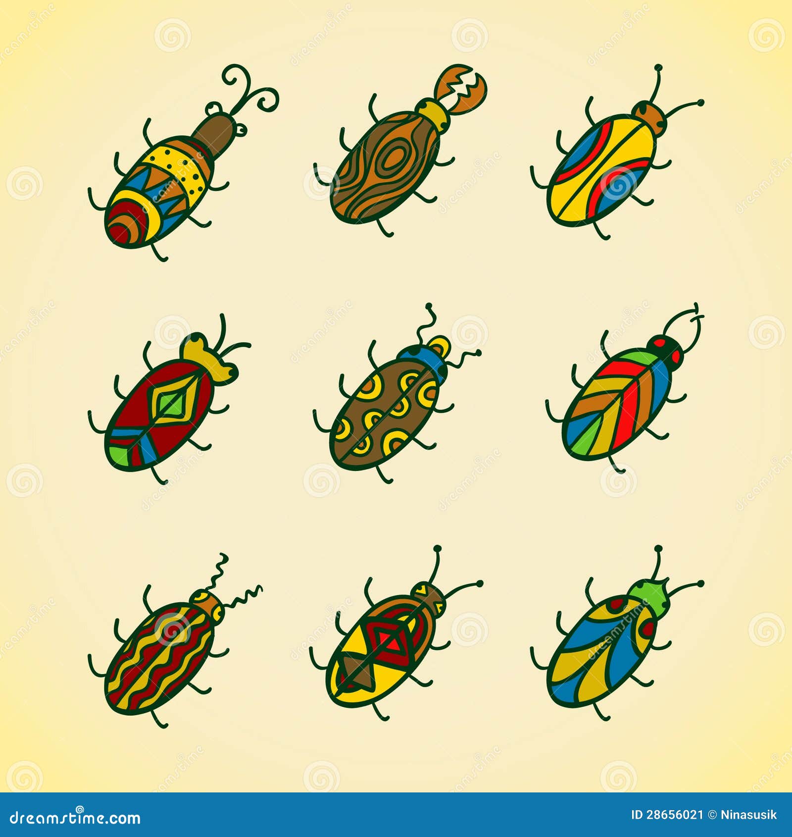 Cute Bugs. Cartoon Vector Set Stock Image - Image: 28656021