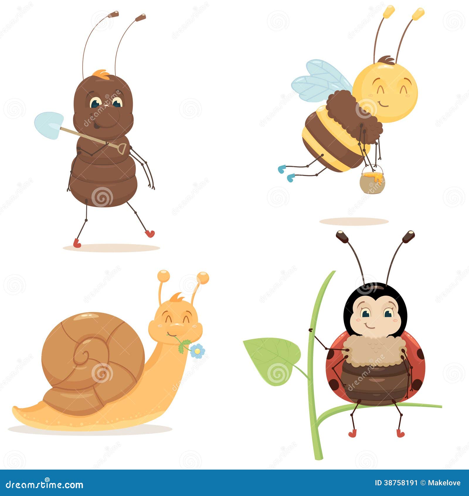 Cute Bugs collection stock vector. Illustration of cute - 38758191