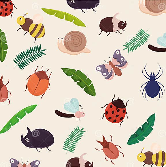 Cute bugs pattern stock vector. Illustration of insects - 239987953