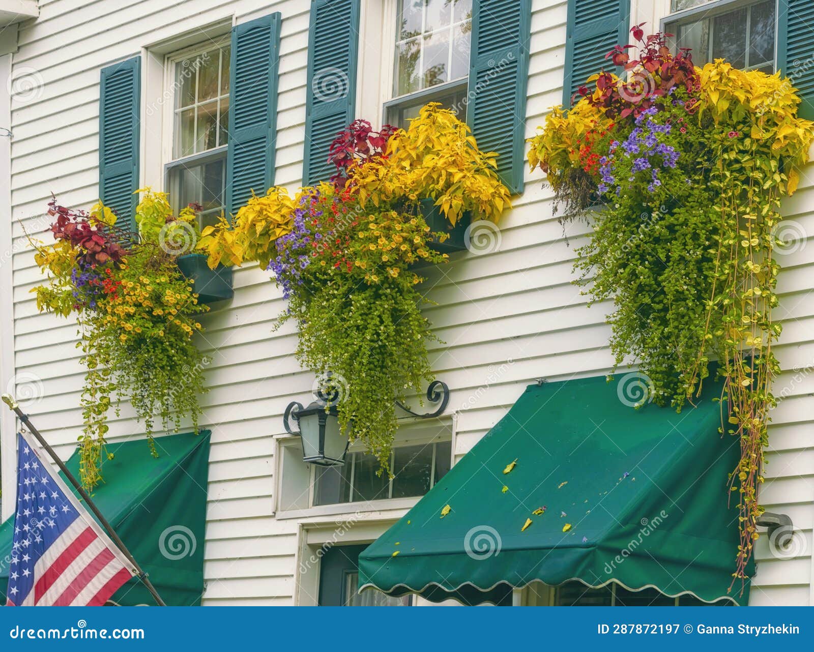 Cute Building Facade with Boxes of Various Bright Colors. Stock Image ...