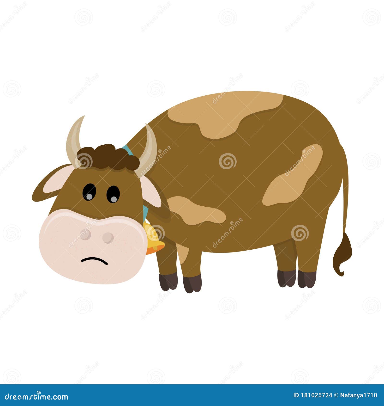 Cute bull is sad. stock vector. Illustration of isolated - 181025724