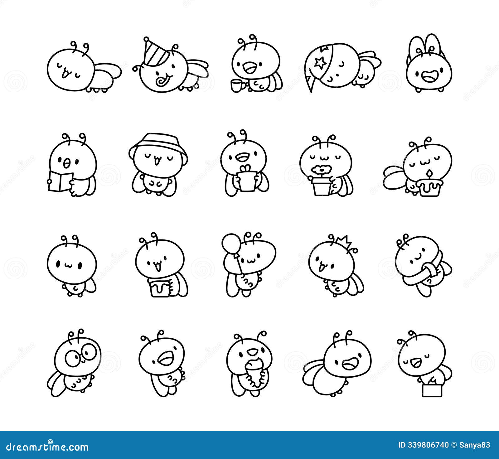 Cute Bumblebee Character. Coloring Page Vector Illustration ...