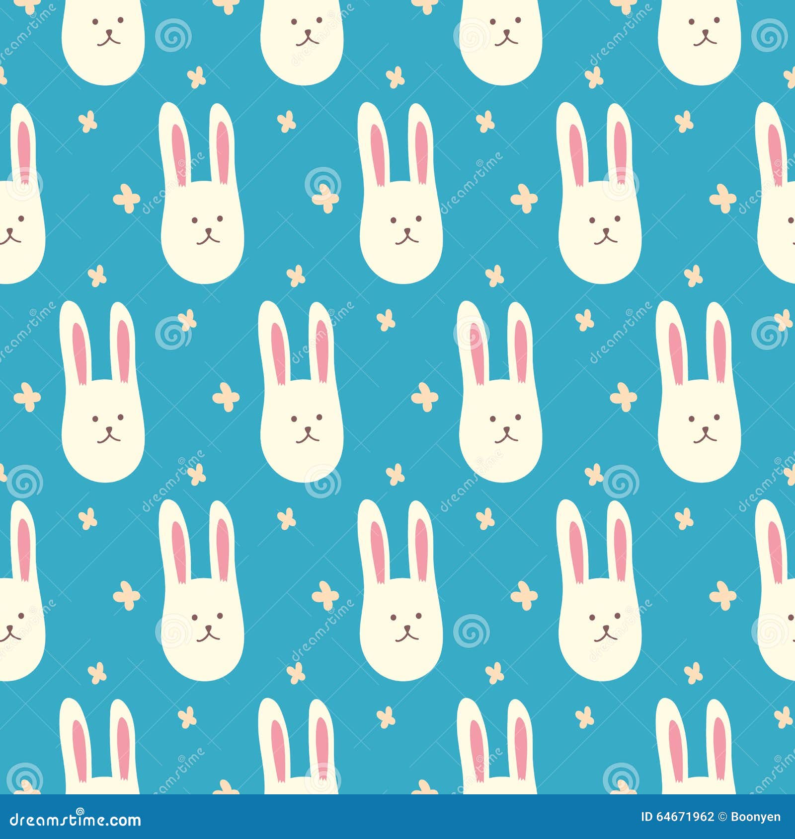 Cute Bunnies. Seamless Pattern Stock Vector - Illustration of pink ...