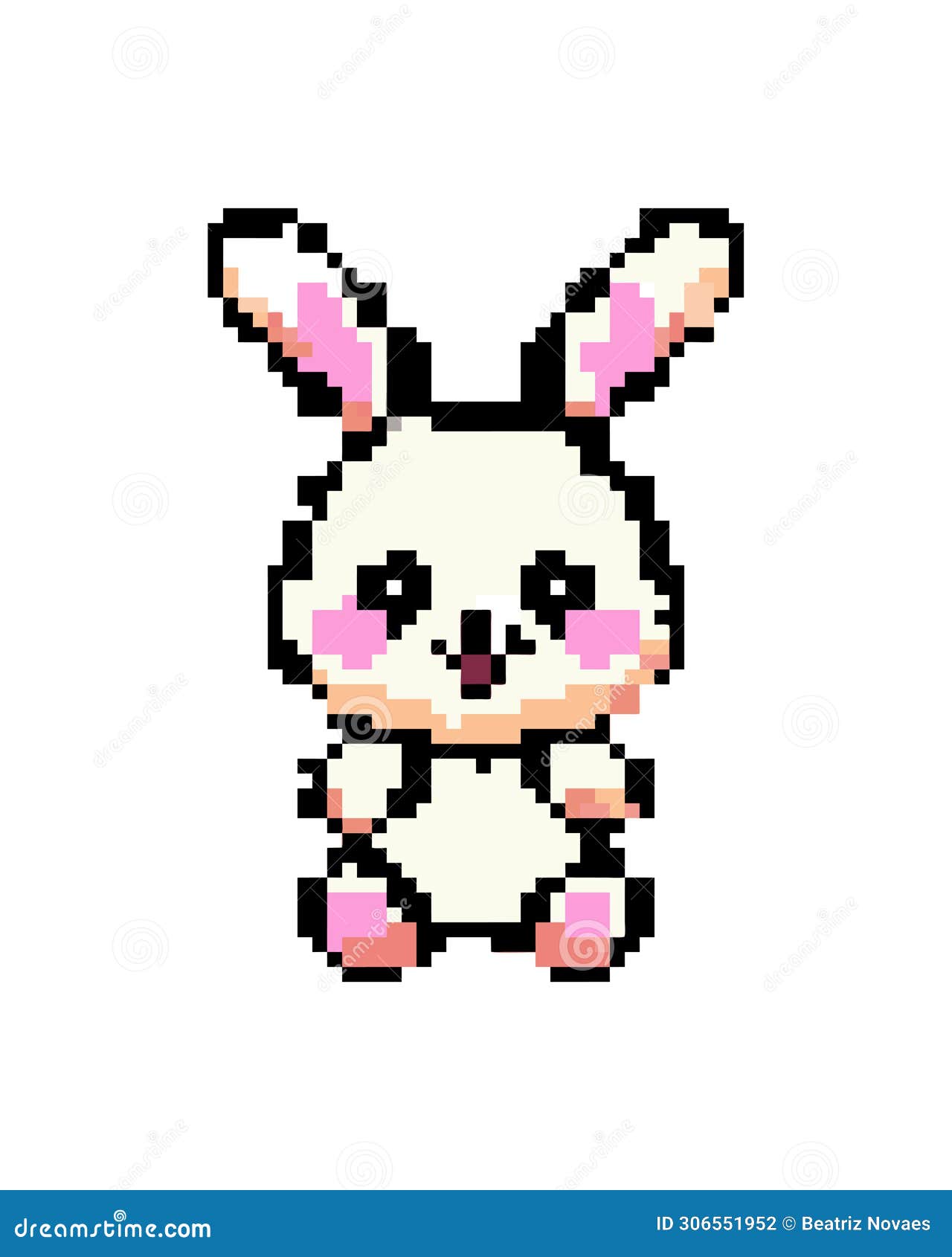 Bunny Rabit Animated Isolated Pixel Art Element Vector Editable White ...