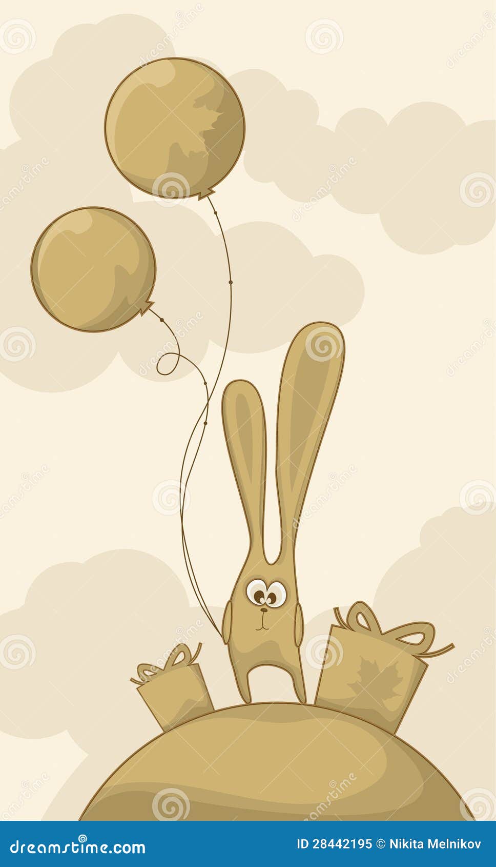 Cute bunny with balloons stock vector. Illustration of balloon - 28442195