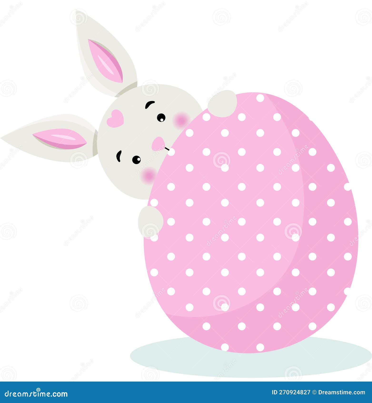 Cute Bunny with Big Pink Easter Egg Stock Illustration - Illustration ...