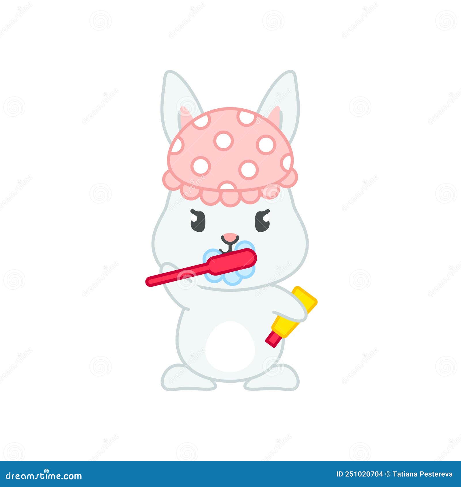 Cute Bunny Brushing Its Teeth Stock Vector - Illustration of little ...