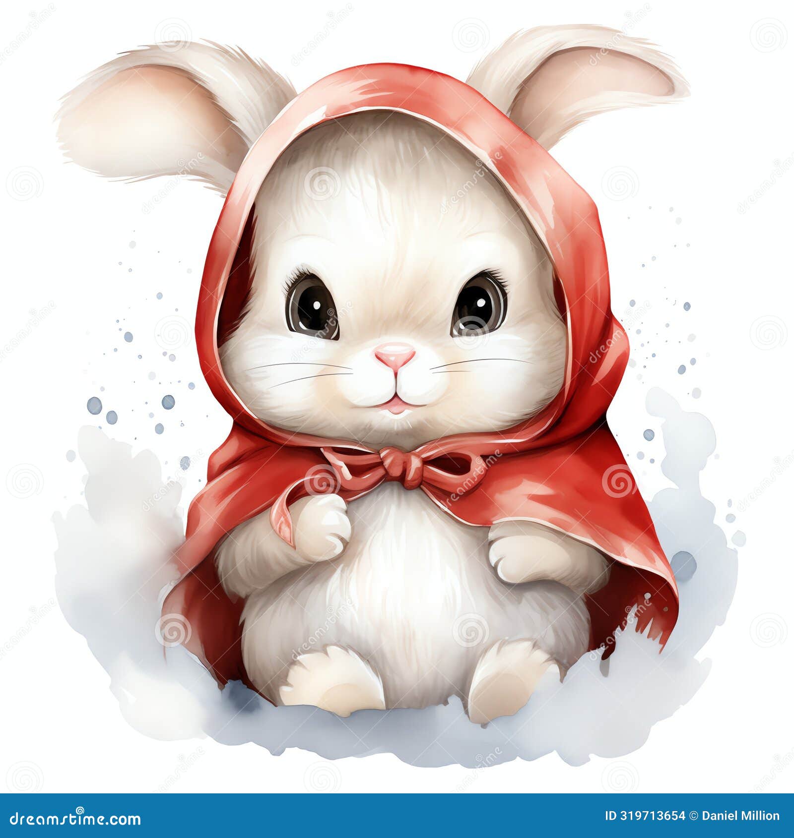 Cute Bunny with Cape Watercolor Illustration Stock Illustration ...