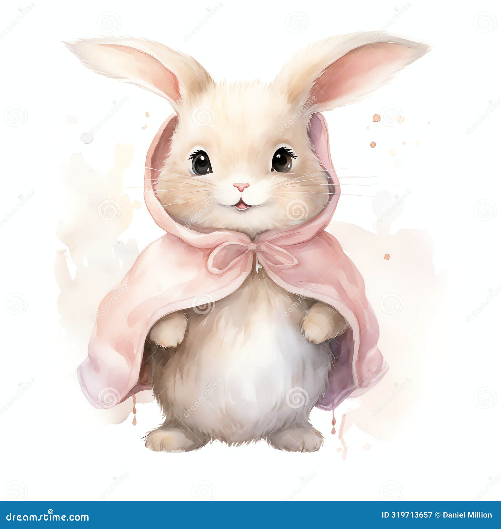 Cute Bunny with Cape Watercolor Illustration Stock Illustration ...