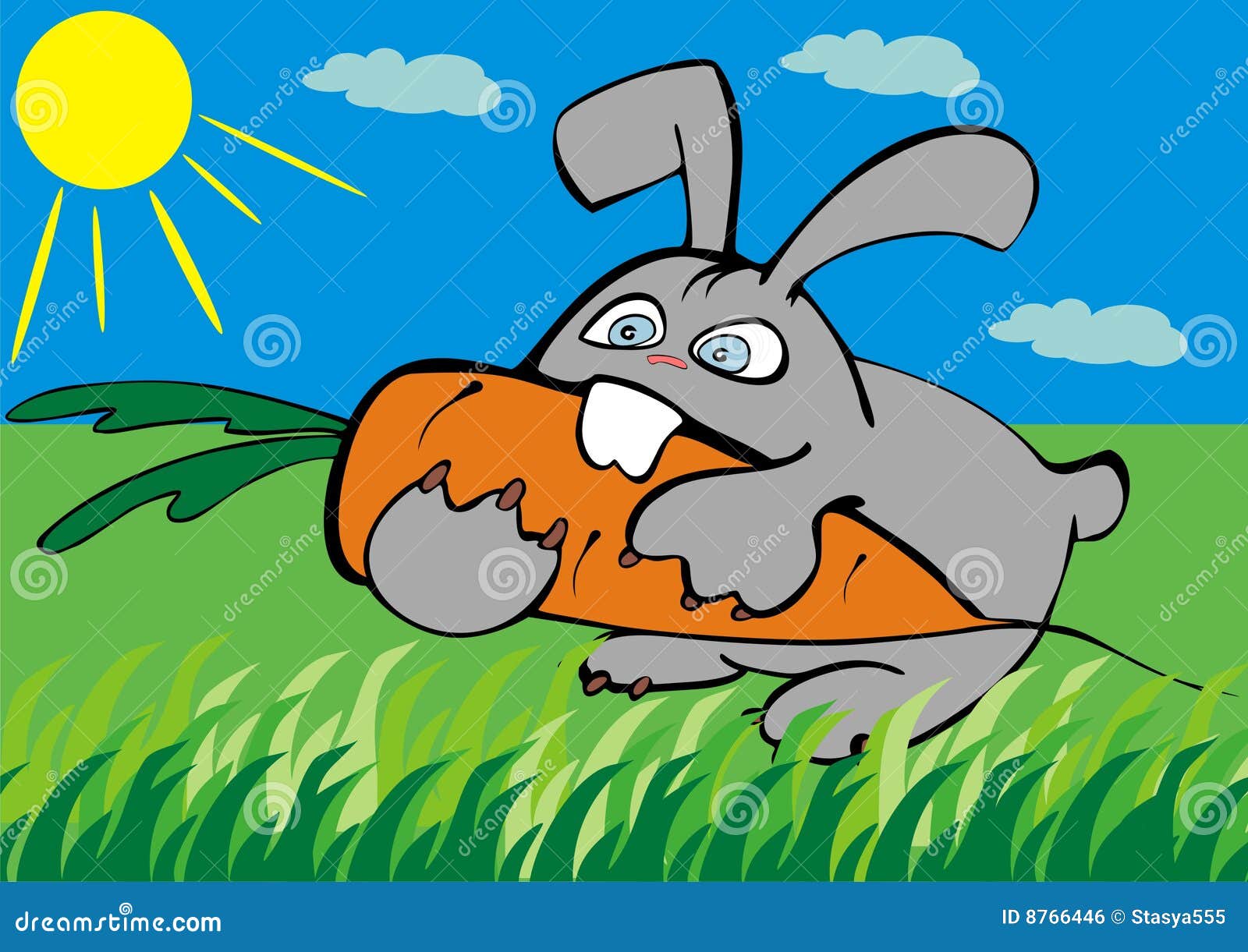 Cute Bunny with carrot stock illustration. Illustration of hare - 8766446