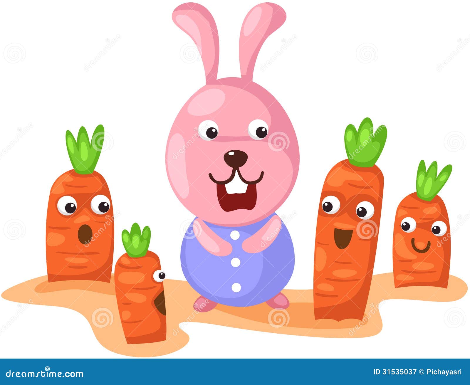 Cute bunny with carrot stock illustration. Illustration of object ...