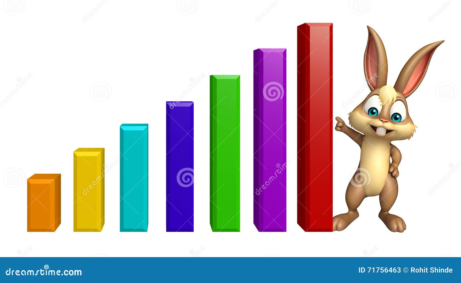 Cute Bunny Cartoon Character with Graph Stock Illustration ...