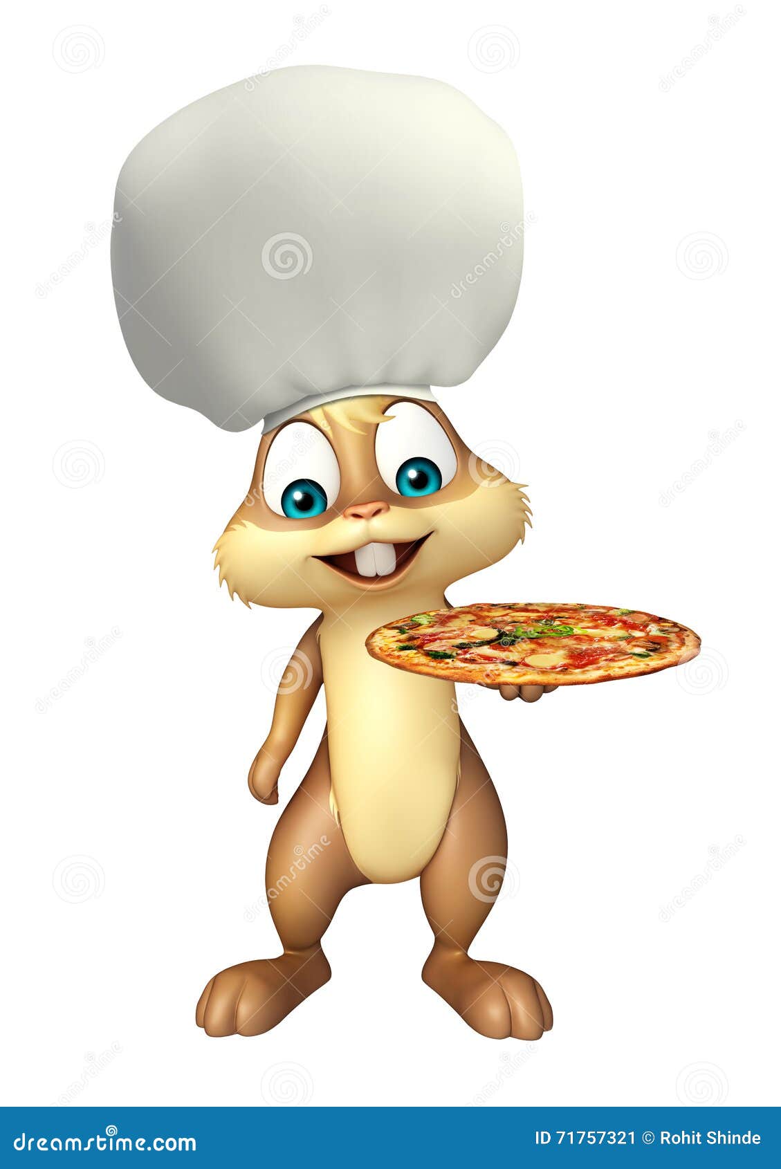 Cute Bunny Cartoon Character with Pizza Stock Illustration ...