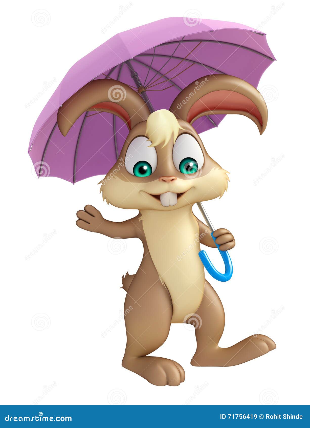 Cute Bunny Cartoon Character with Umbrella Stock Illustration ...