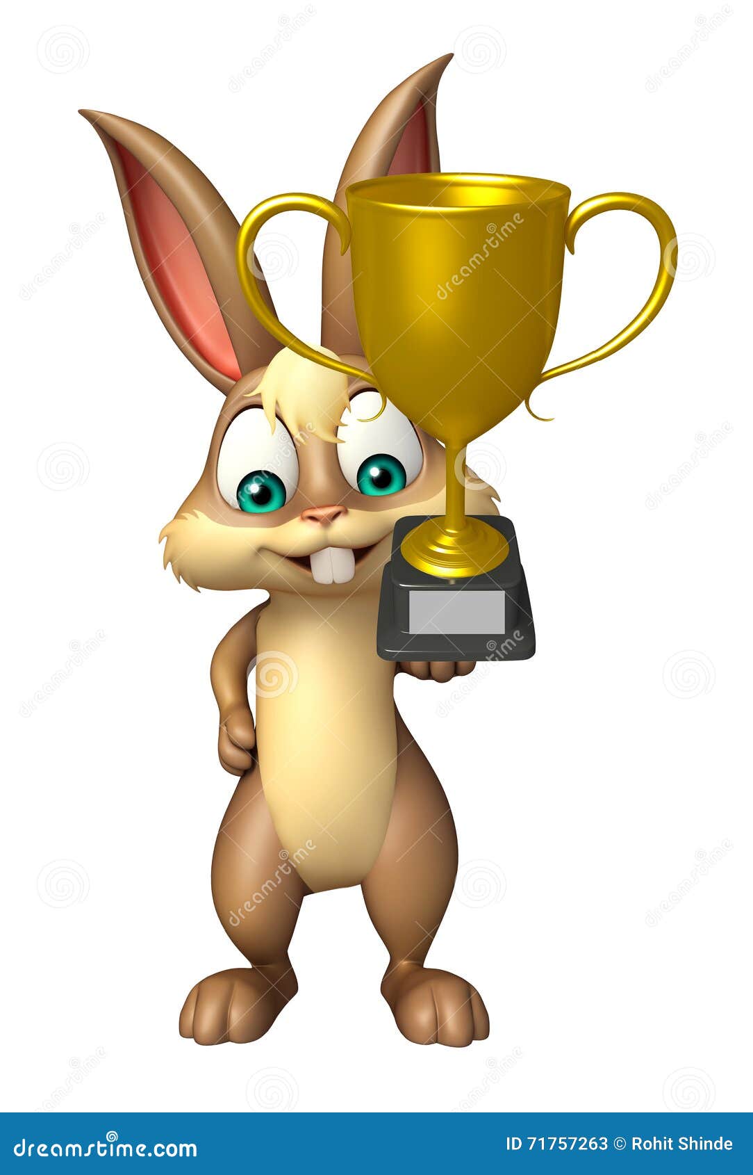 Cute Bunny Cartoon Character with Winning Cup Stock Illustration ...
