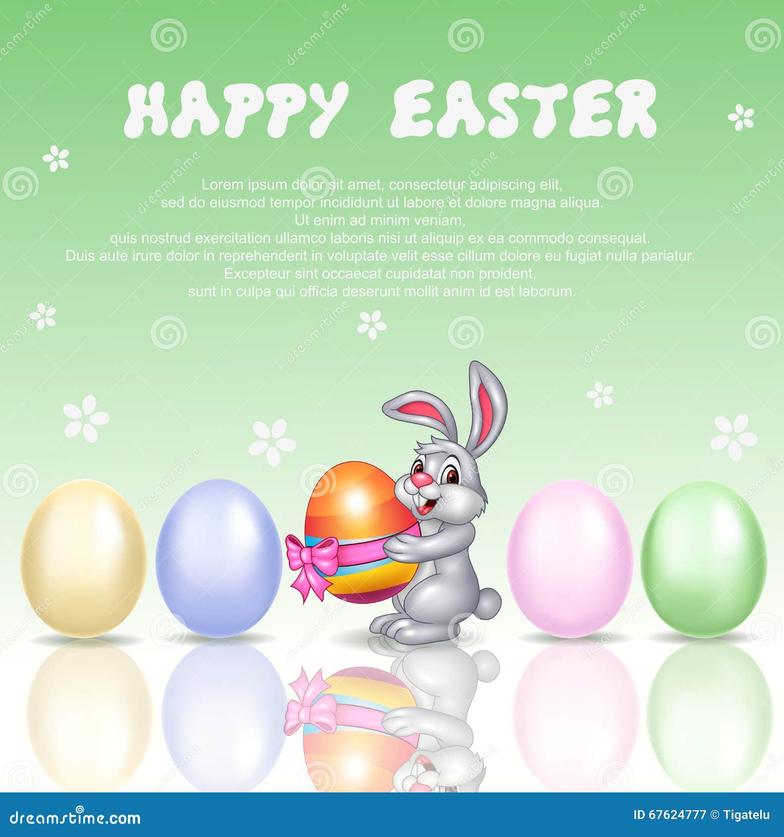 Cute Bunny Cartoon with Happy Easter Background Stock Vector ...