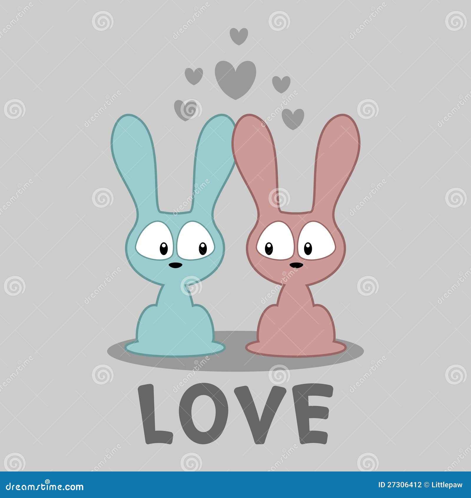 Bunny Couple Kissing Under Tree Vector Illustration | CartoonDealer.com ...