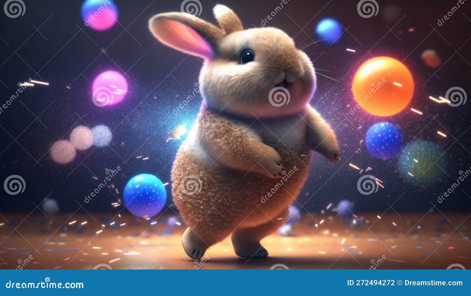 Cute Bunny Disco Dancing Ai, Generative Stock Illustration ...