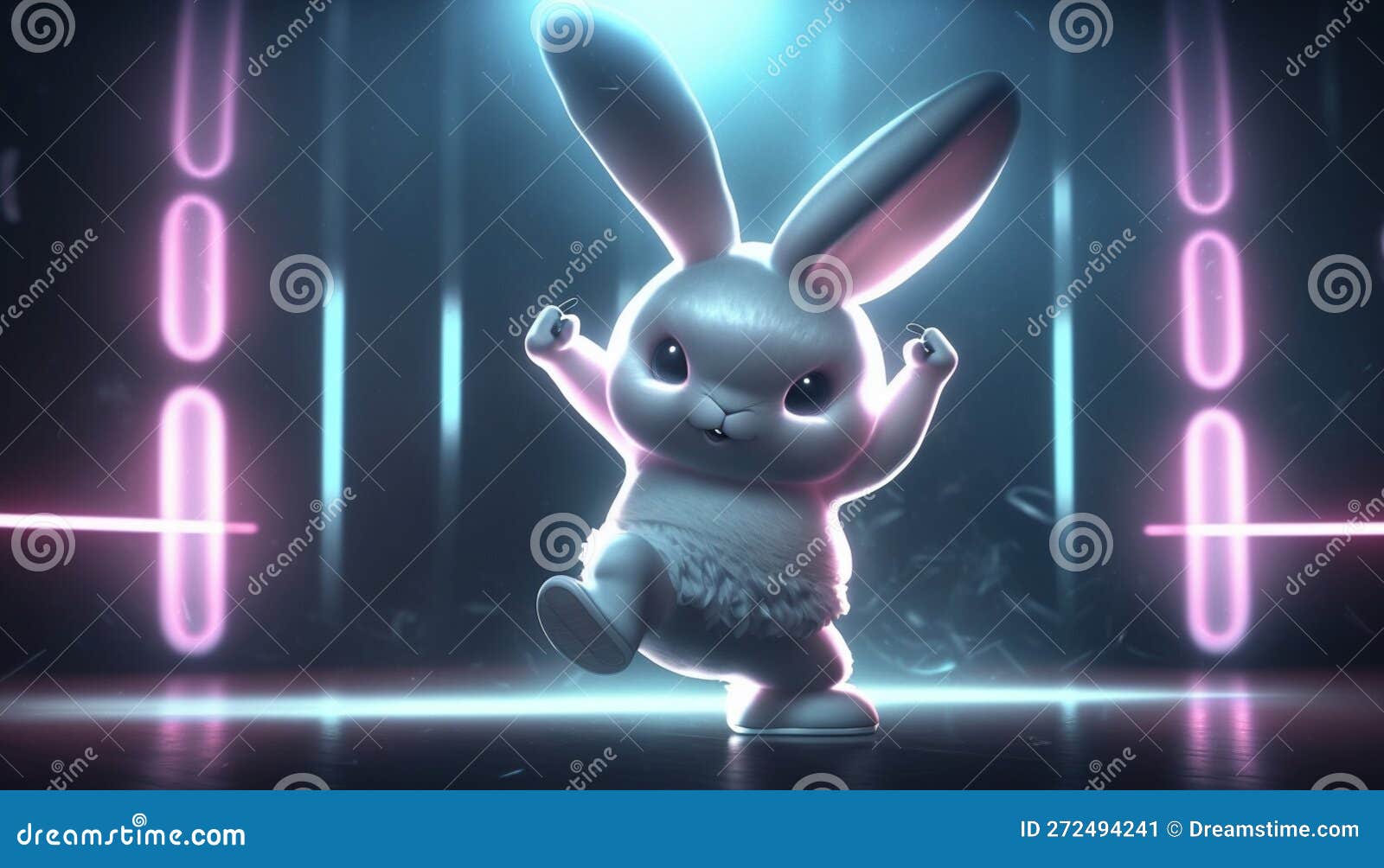 Cute Bunny Disco Dancing Ai, Generative Stock Illustration ...