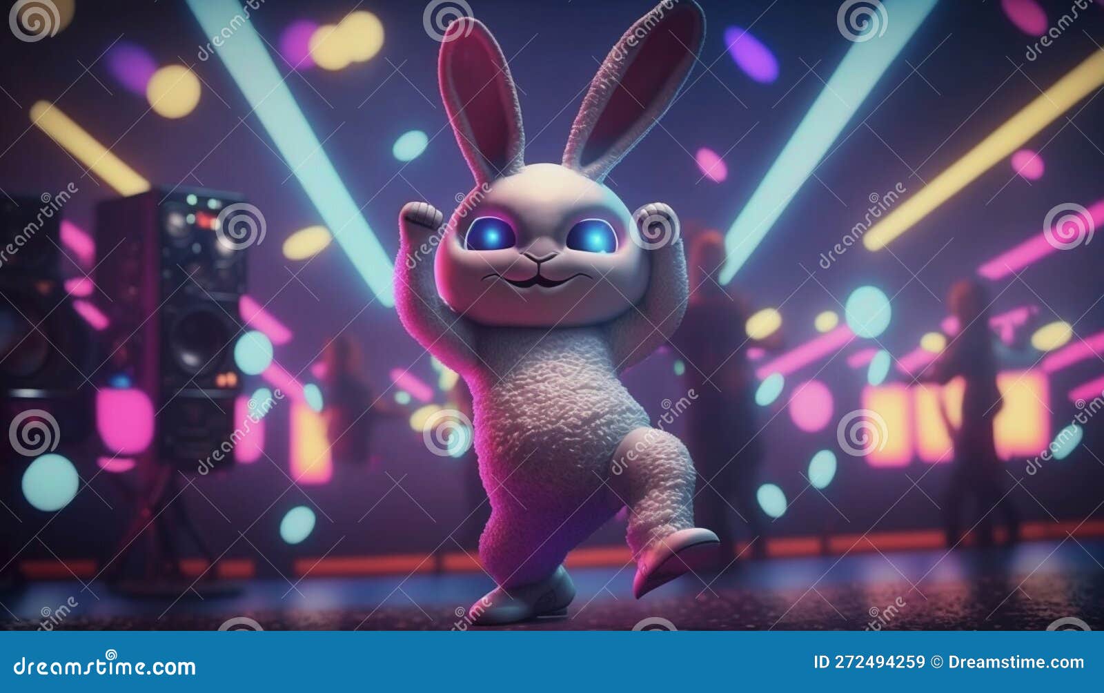 Cute Bunny Disco Dancing Ai, Generative Stock Illustration ...